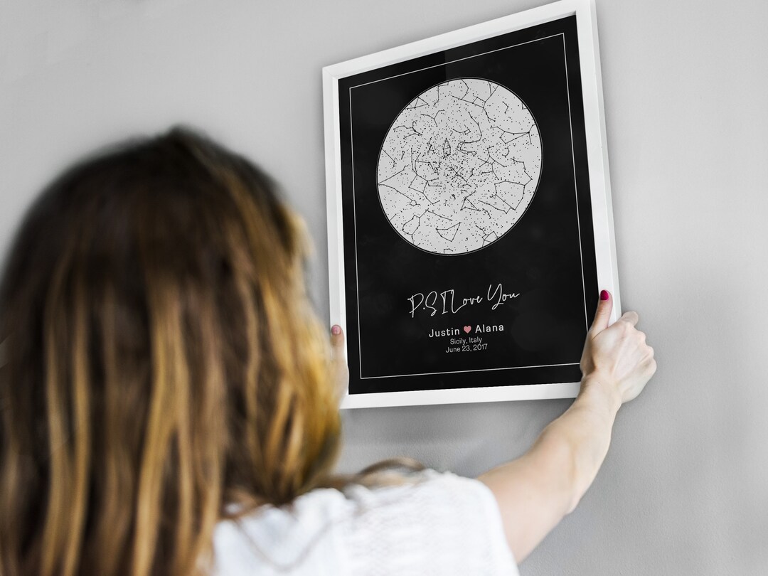 Custom Star Map Frame by Date Night Sky Print Personalize Gift for ...