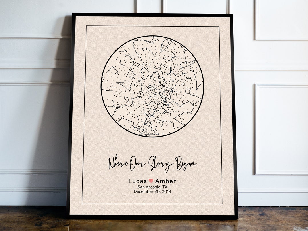 Custom Star Map Framed by Date Night Sky Print Personalized Gift for ...