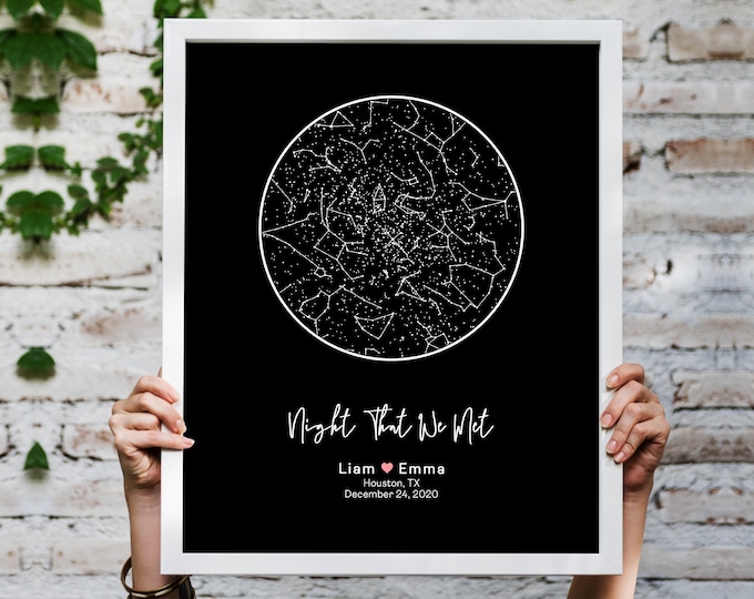 Custom Star Map Chart by Date Constellation Map Print Couple Gifts for ...