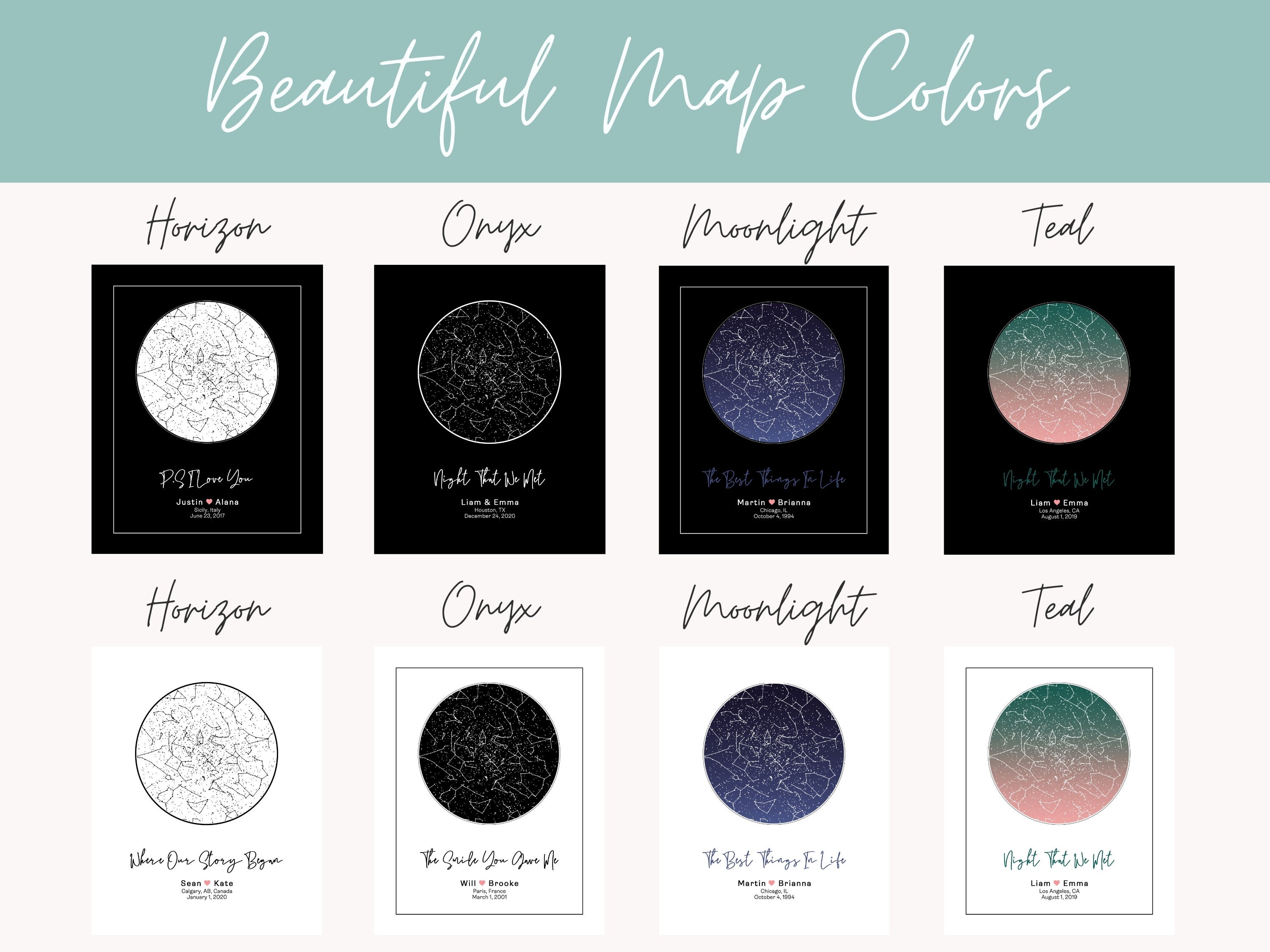 Custom Star Map Chart by Date Constellation Map Print Couple Gifts for ...