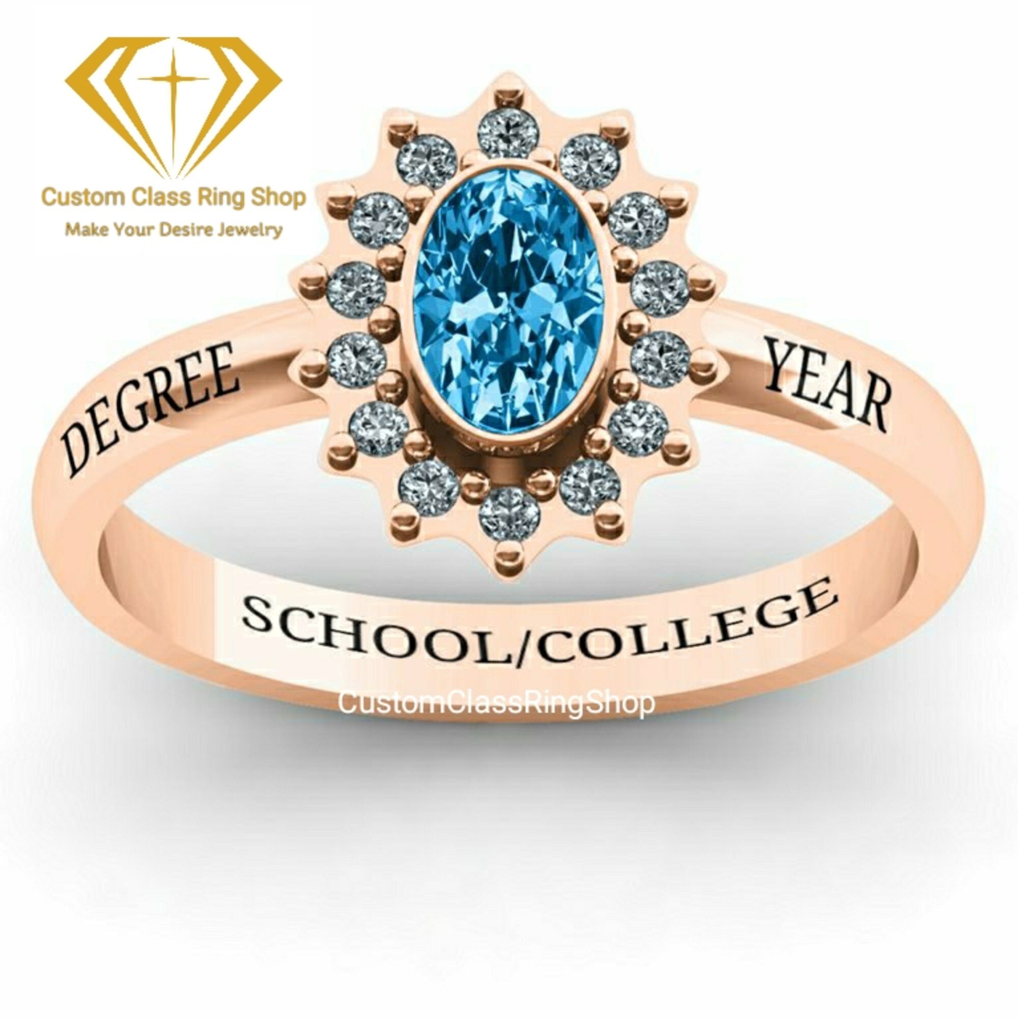 Custom Class Ring for Woman Graduation Ring Semi-fine Jewelry ...