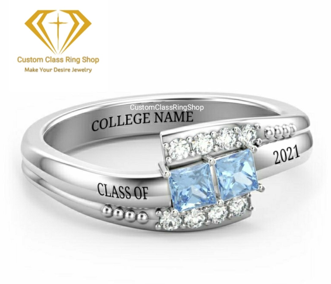 Customizable High School Class Ring, Graduation Gift Sterling Silver925 ...