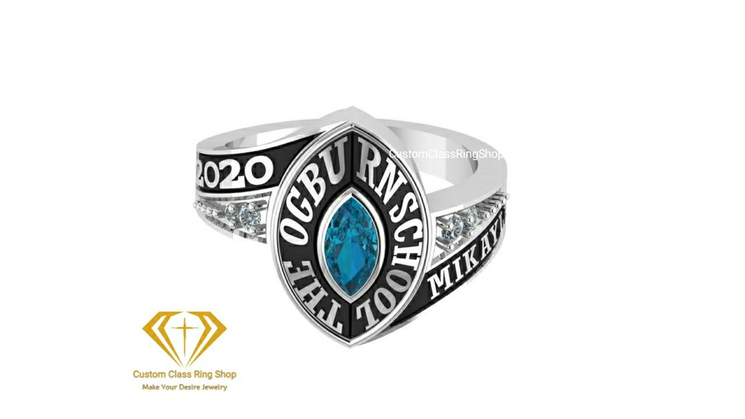 Custom Class Ring: Solid Gold, Sterling Silver, or Platinum - Etsy