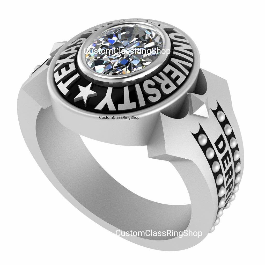 Customized Womens Class Ring High School College University Senior Oval ...