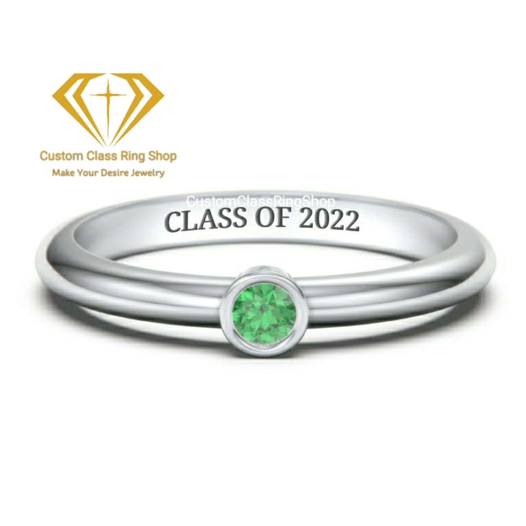 Customizable Solid Gold Graduation Ring: Class Ring With Diamond - Etsy