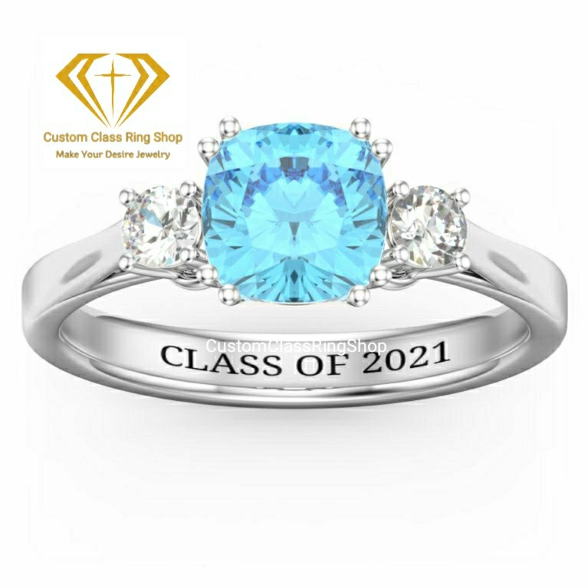 Best Gift for Her 3 Stone Graduation Gift,custom High School Class Ring ...