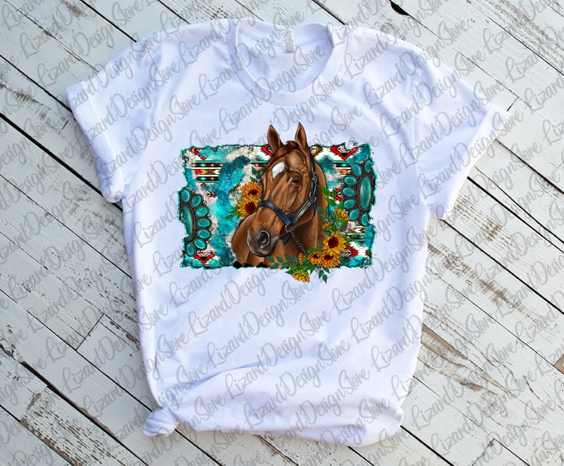 Horse Aztec Gemstone Background Png Western Sunflowers Horse - Etsy