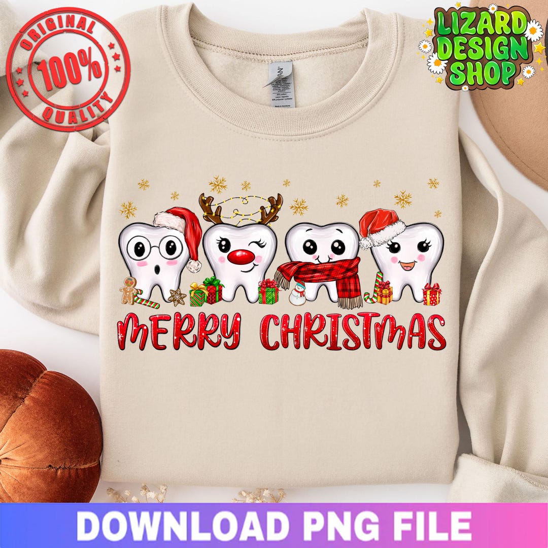Merry Christmas Tooth PNG, Santa Christmas Png, Dental Png, Sublimation ...