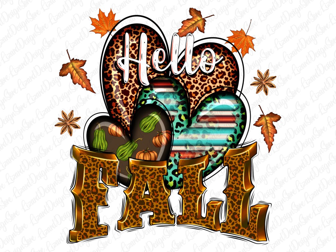 Hello Fall PNG, Fall, Pumpkin Season, Sublimation Design Downloads, Retro Fall PNG, Autumn Hello ...