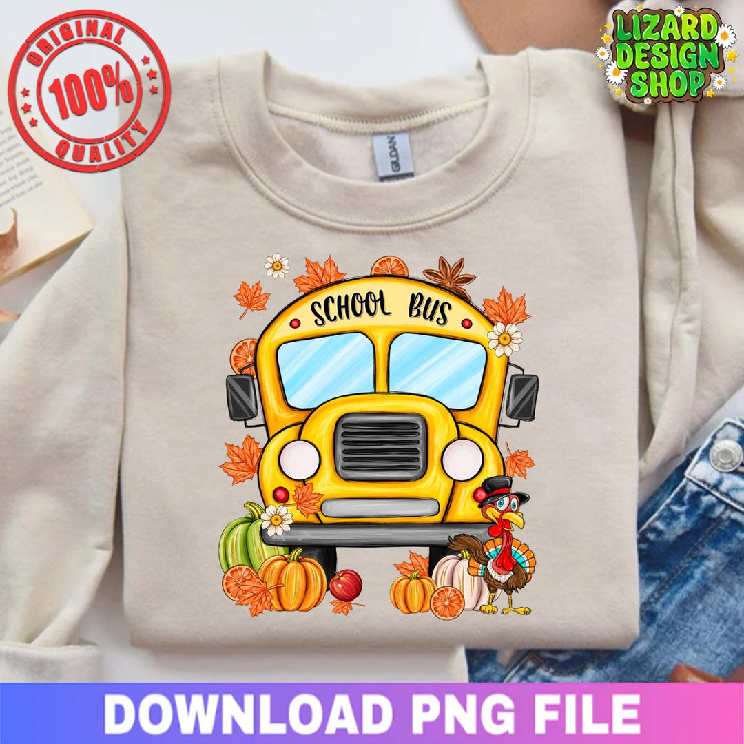 Fall Pumpkins School Bus Png Sublimation Design Download, School Bus ...