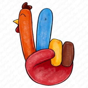 Thanksgiving Peace Sign Turkey Png Fall Autumn Hand-drawn Thankful Gift ...
