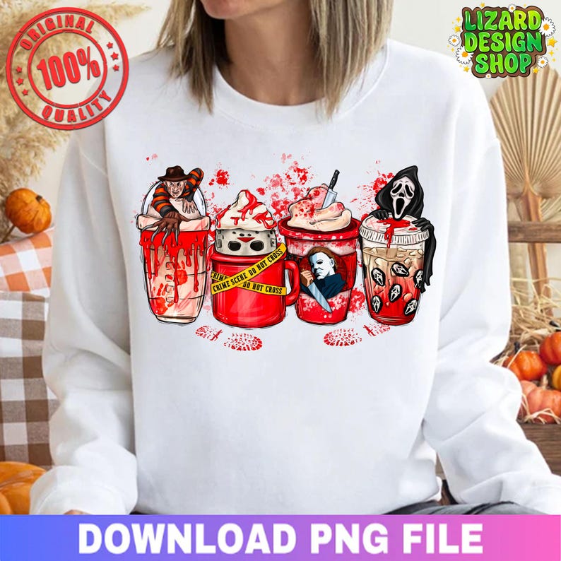 Horror Characters Coffee Cups Png, Coffee Cups Png, Coffee Cups Shirt ...
