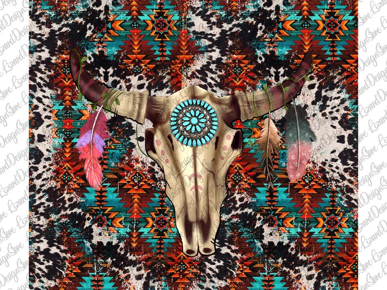 Western Aztec Cow Skull Sublimation Tumbler Designs 20oz - Etsy