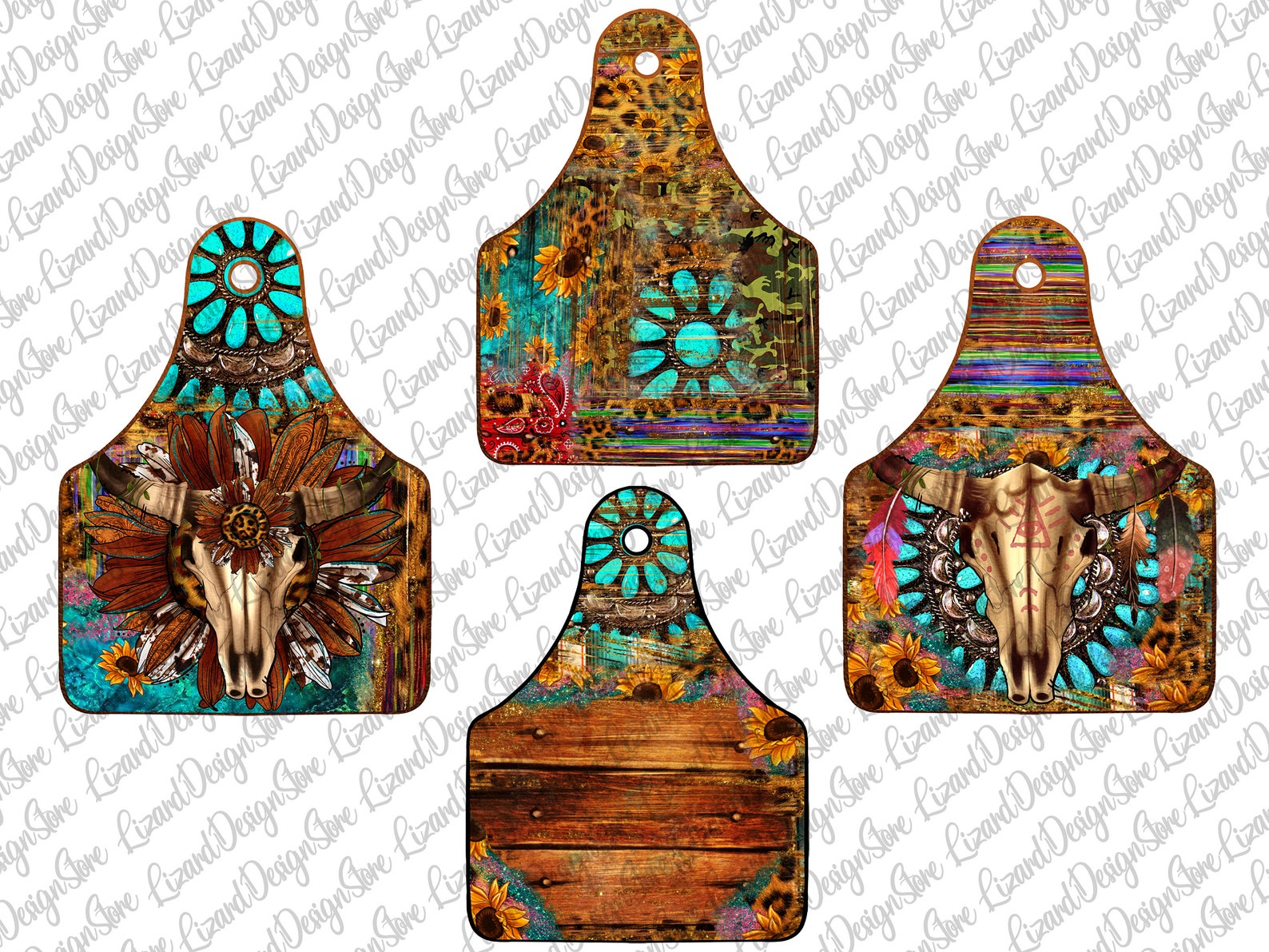 Cow Tag Design Bundle Png,camoflage Cow Tag,western Design, Cow Tag ...