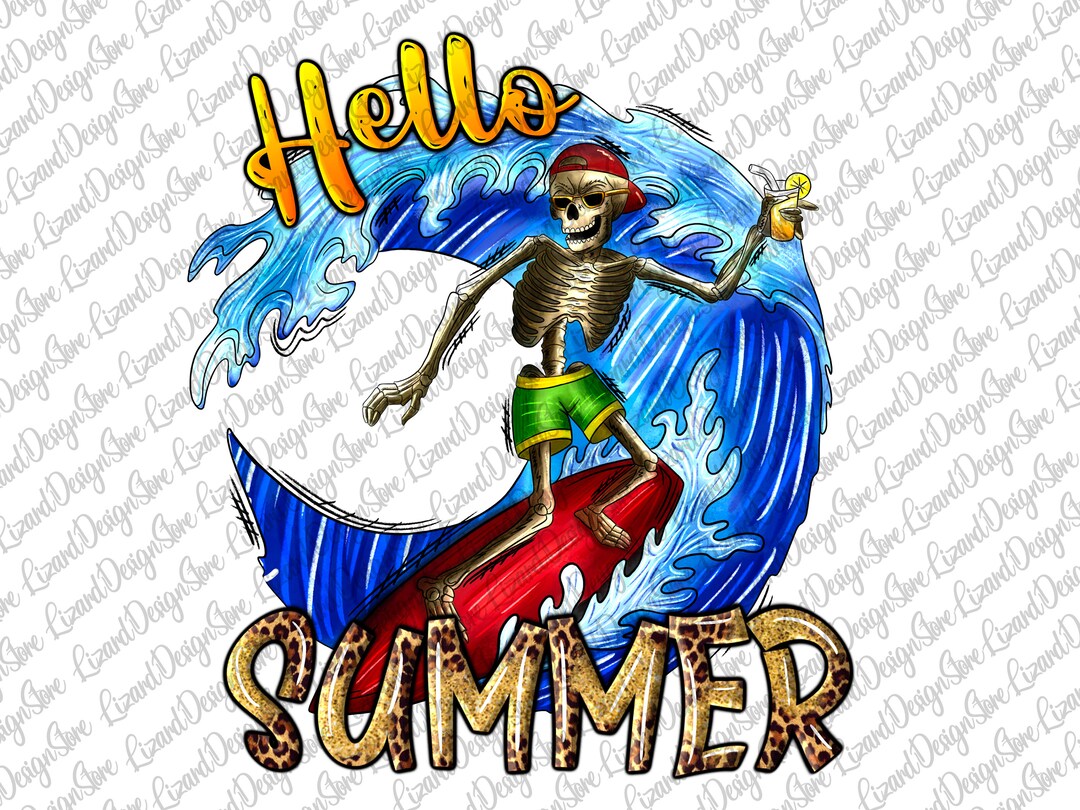 Hello Summer Skeleton Png Sublimation Hello Summer Png - Etsy