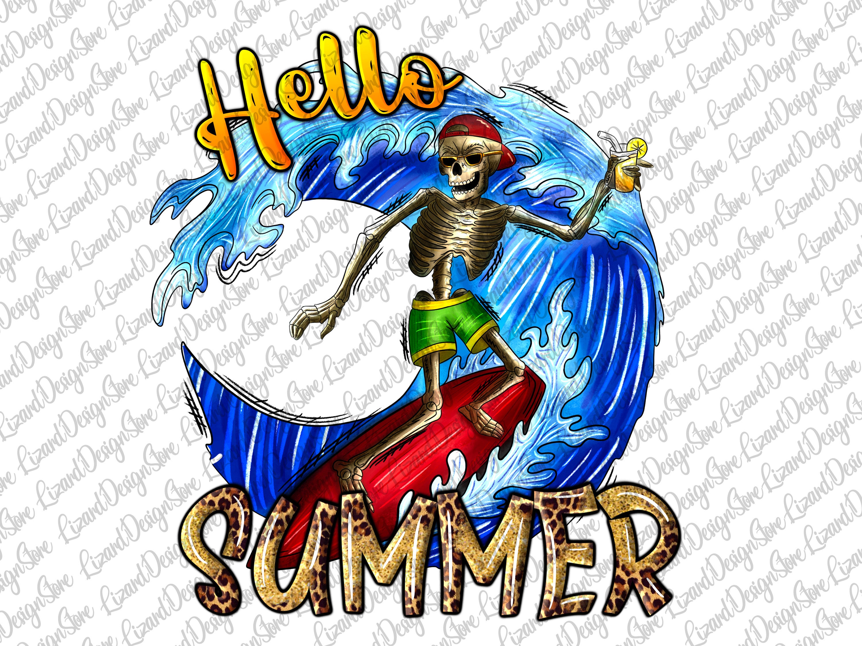 Hello Summer Skeleton Png Sublimation Hello Summer Png | Etsy