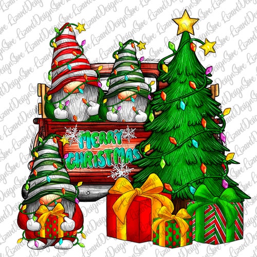 Green Christmas Gnomes and Dog Gnome Png Sublimation Design - Etsy