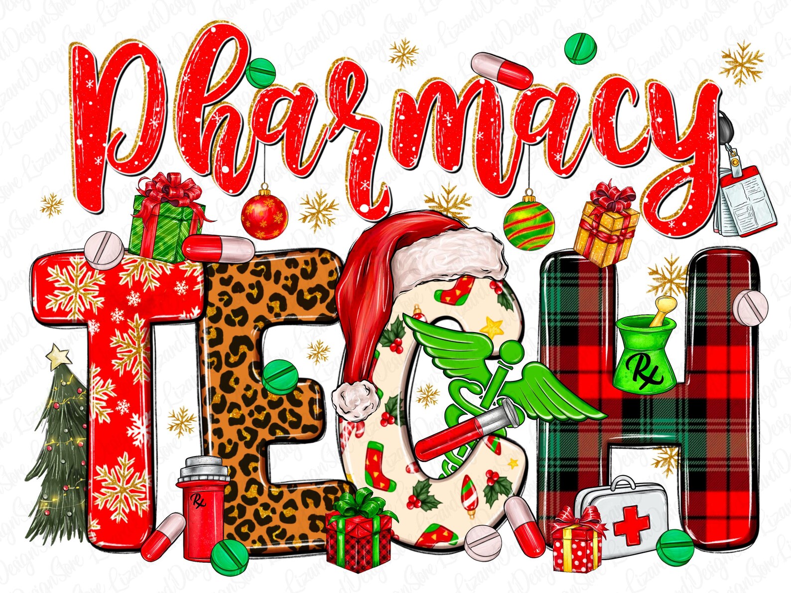 Pharmacy Tech Christmas Png Sublimation Design Download, Merry ...