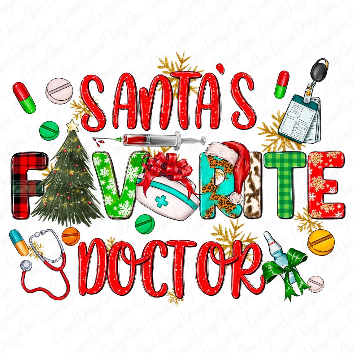 Santa's Favorite Doctor Christmas Png Sublimation Design Download ...