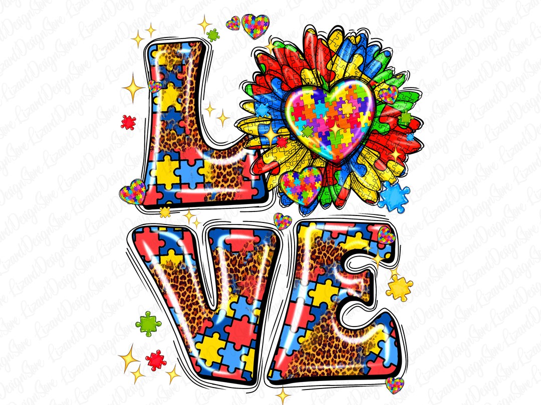 Autism Love Png Sublimation Design Download, Autism Awareness Png ...