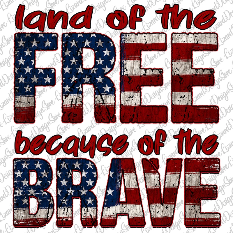 Land of the Free Because of the Brave Clipart - Etsy