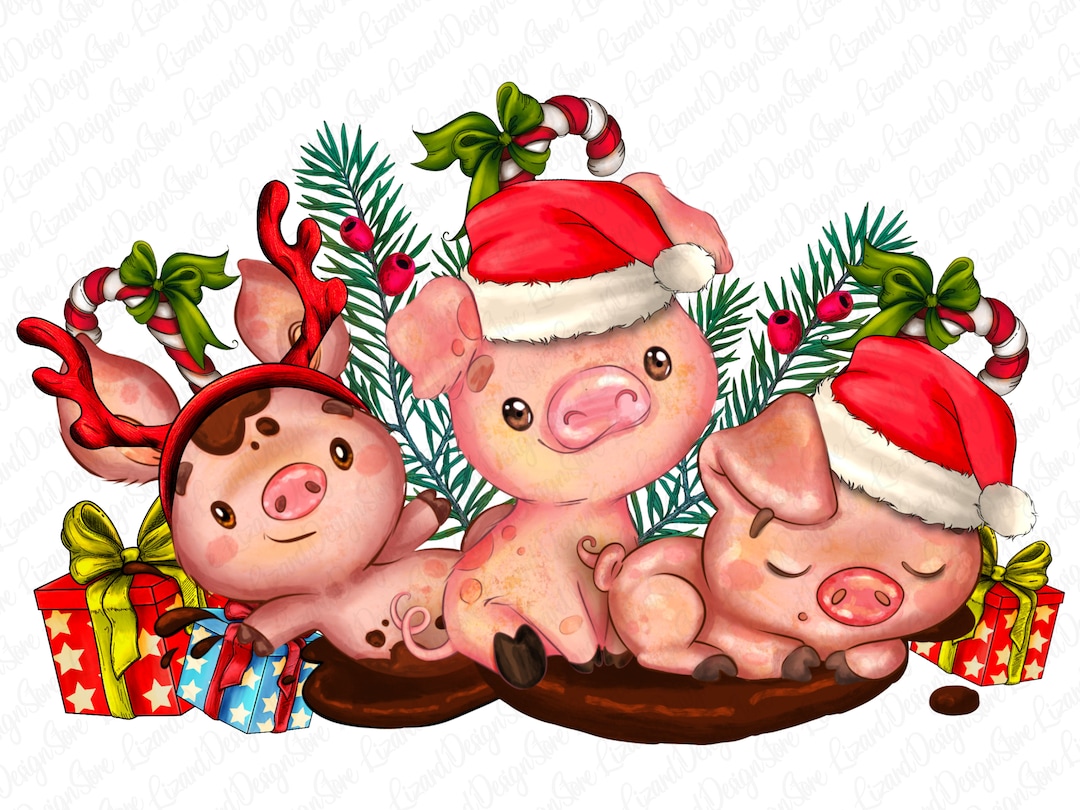 Christmas Pigs Png Sublimation Design,merry Christmas Png,pig Clipart ...