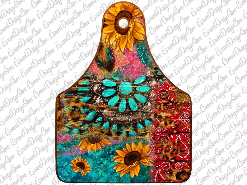 Cow Tag Bundle,serape Leopard Cheetah Sunflower Floral Farm Cow Tag ...