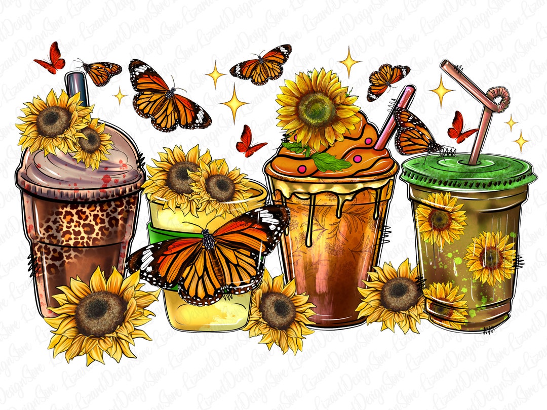 Sunflowers Coffee Cups Png Sublimation Design, Western Coffee Cups Png ...