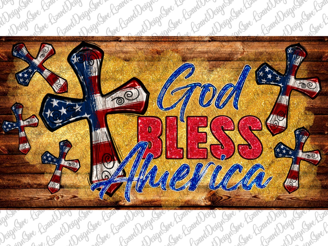 God Bless America License Plate Png American Cross Wood - Etsy