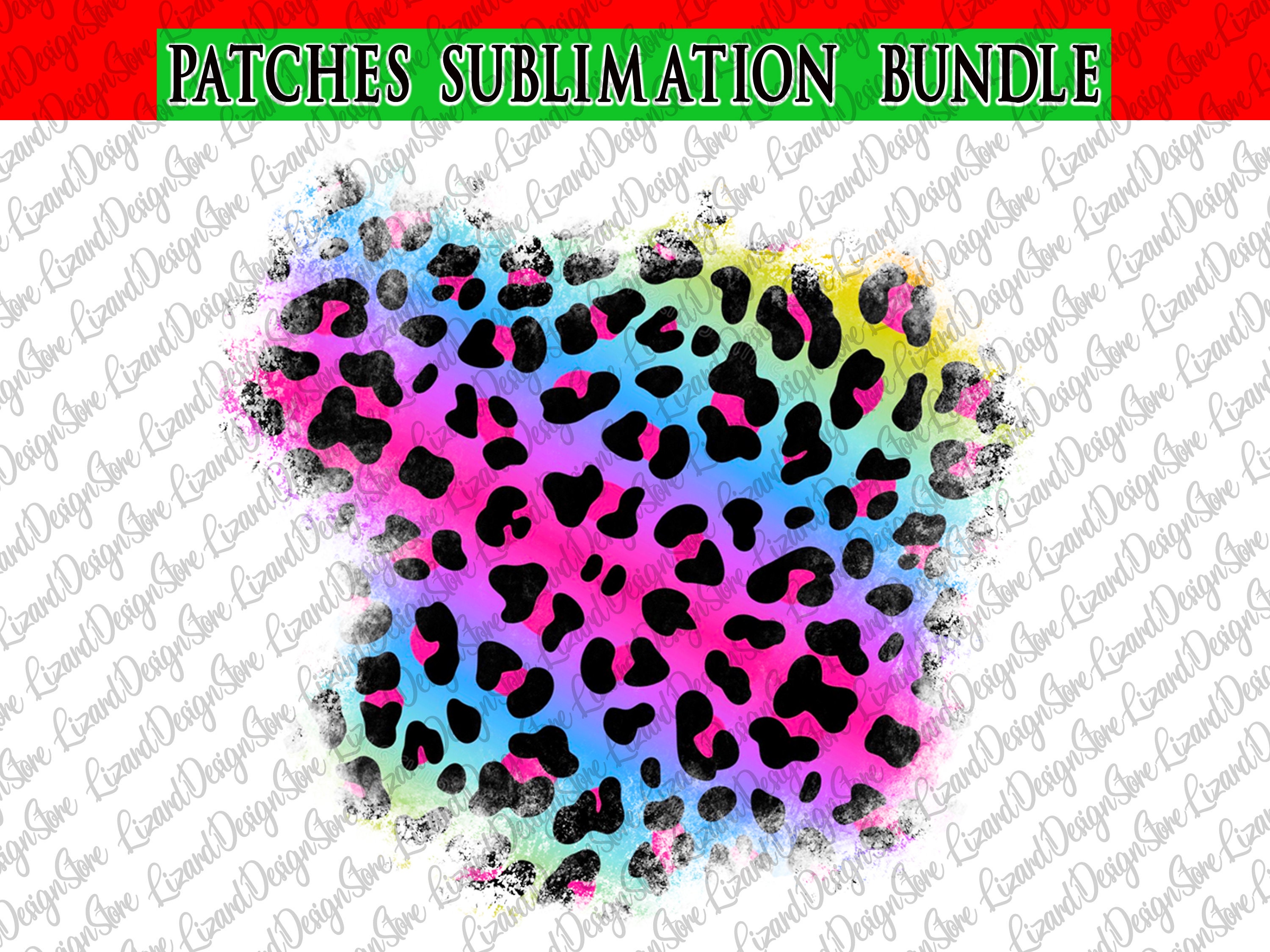 Rainbow Leopar Patch Png, Distressed Neon Leopard Print Sublimation ...