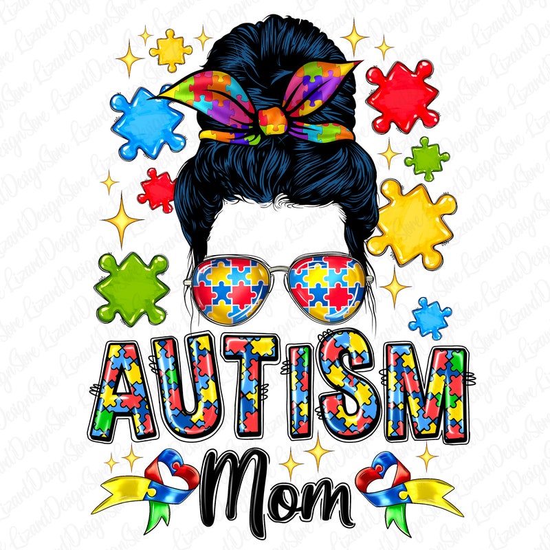 Messy Bun Autism Mama Png - Etsy