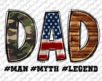 American Flag Dad Png Sublimation Design, Dad Man Myth Legend Png ...