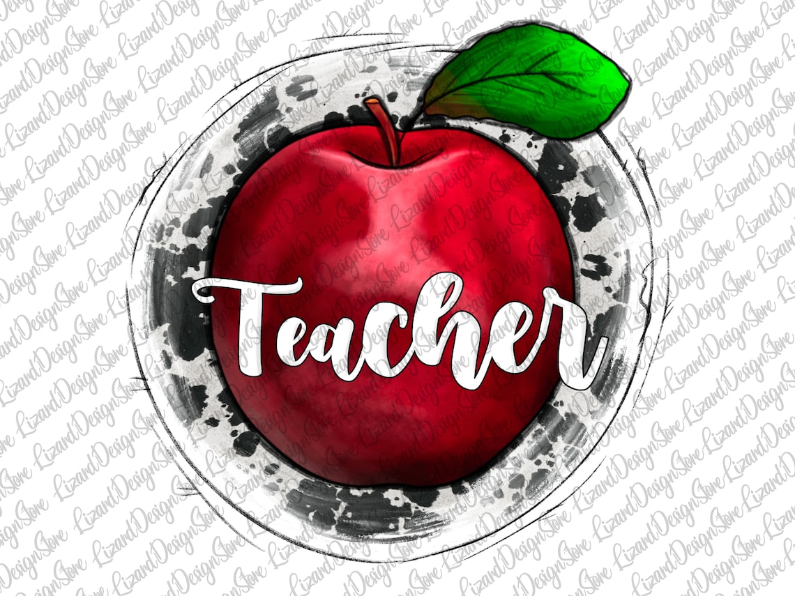 Teacher Apple PNG Western Teacher Png Cowhide Teacher - Etsy