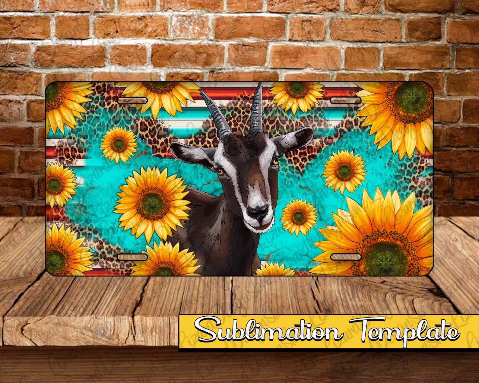 Sunflower Goat License Plate Png Goat License Plate Western - Etsy