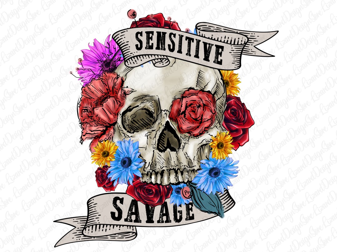 Sensitive Savage Png, Flower Skull Png, Motivational Png, Skeleton ...
