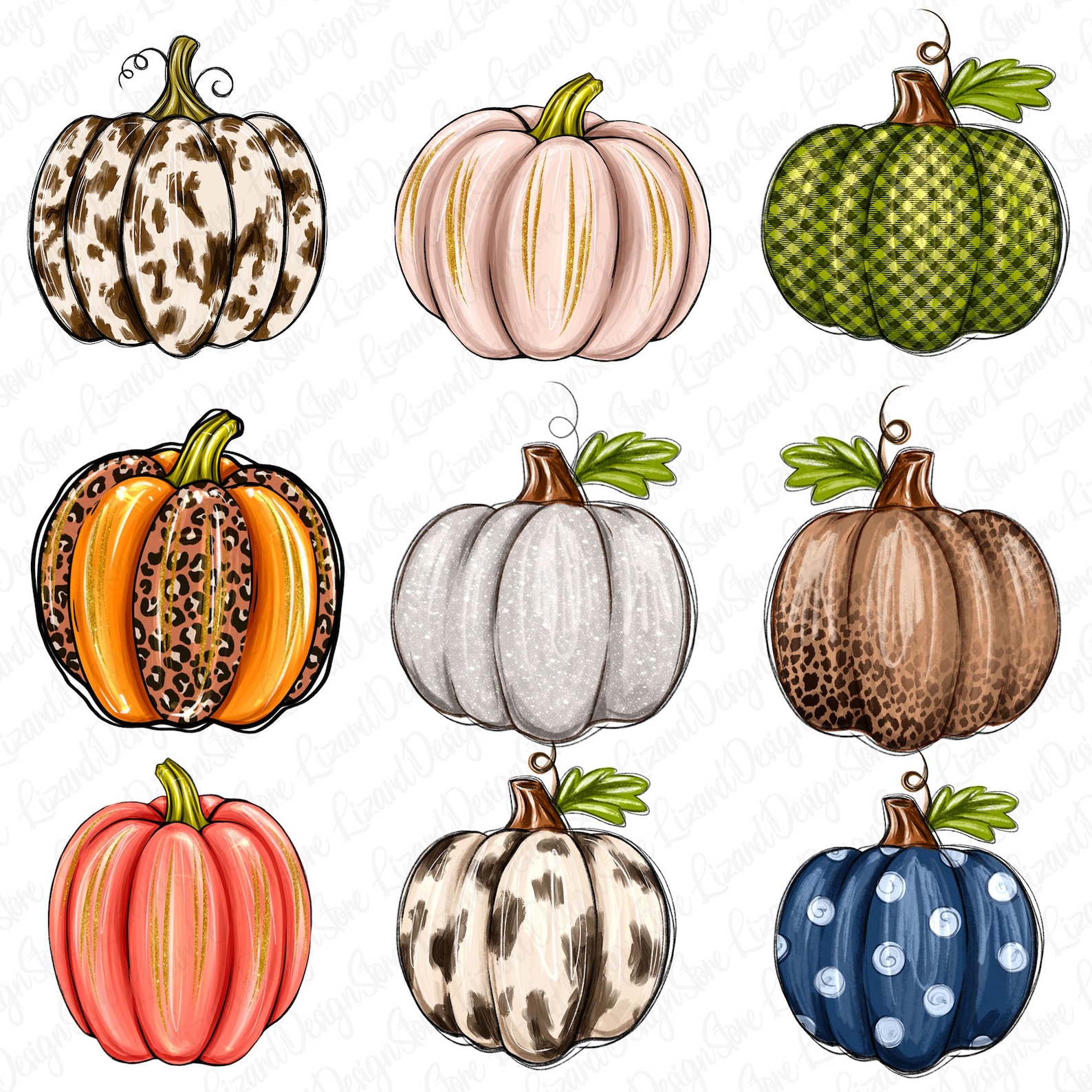 50+ Fall Pumpkins Clipart Bundle, Watercolor Autumn Pumpkin Collection ...