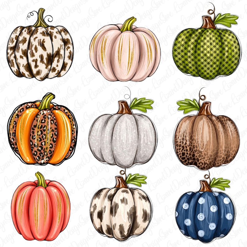 50+ Fall Pumpkins Clipart Bundle, Watercolor Autumn Pumpkin Collection ...