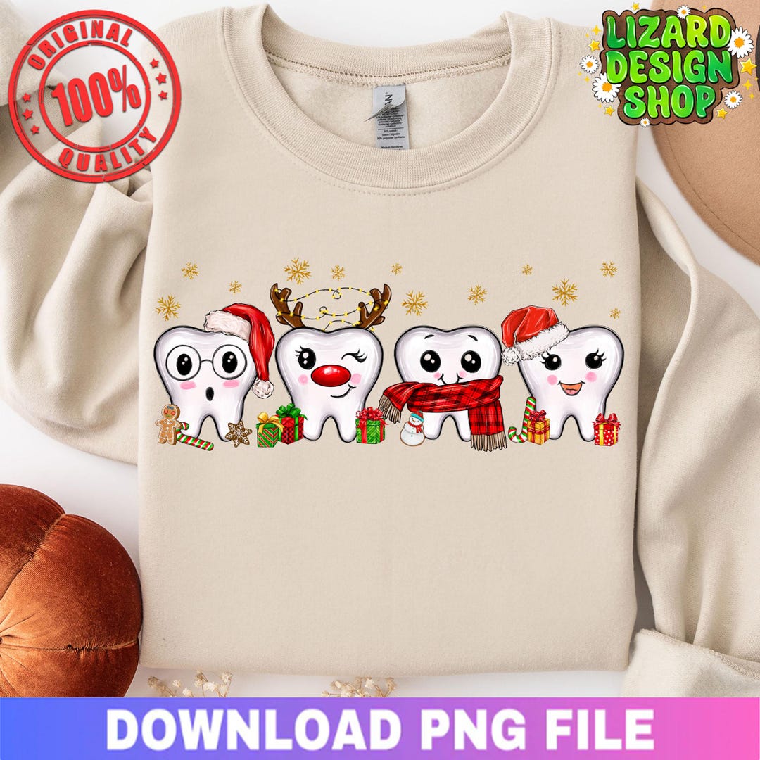 Cute Christmas Dentist Tooth Png, Funny Dental Christmas Png, Christmas ...