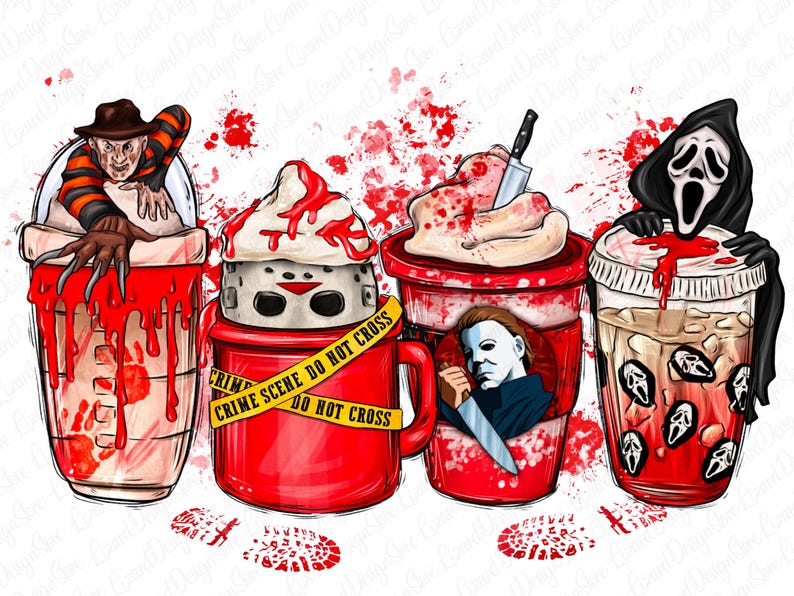 Horror Characters Coffee Cups Png, Coffee Cups Png, Coffee Cups Shirt ...