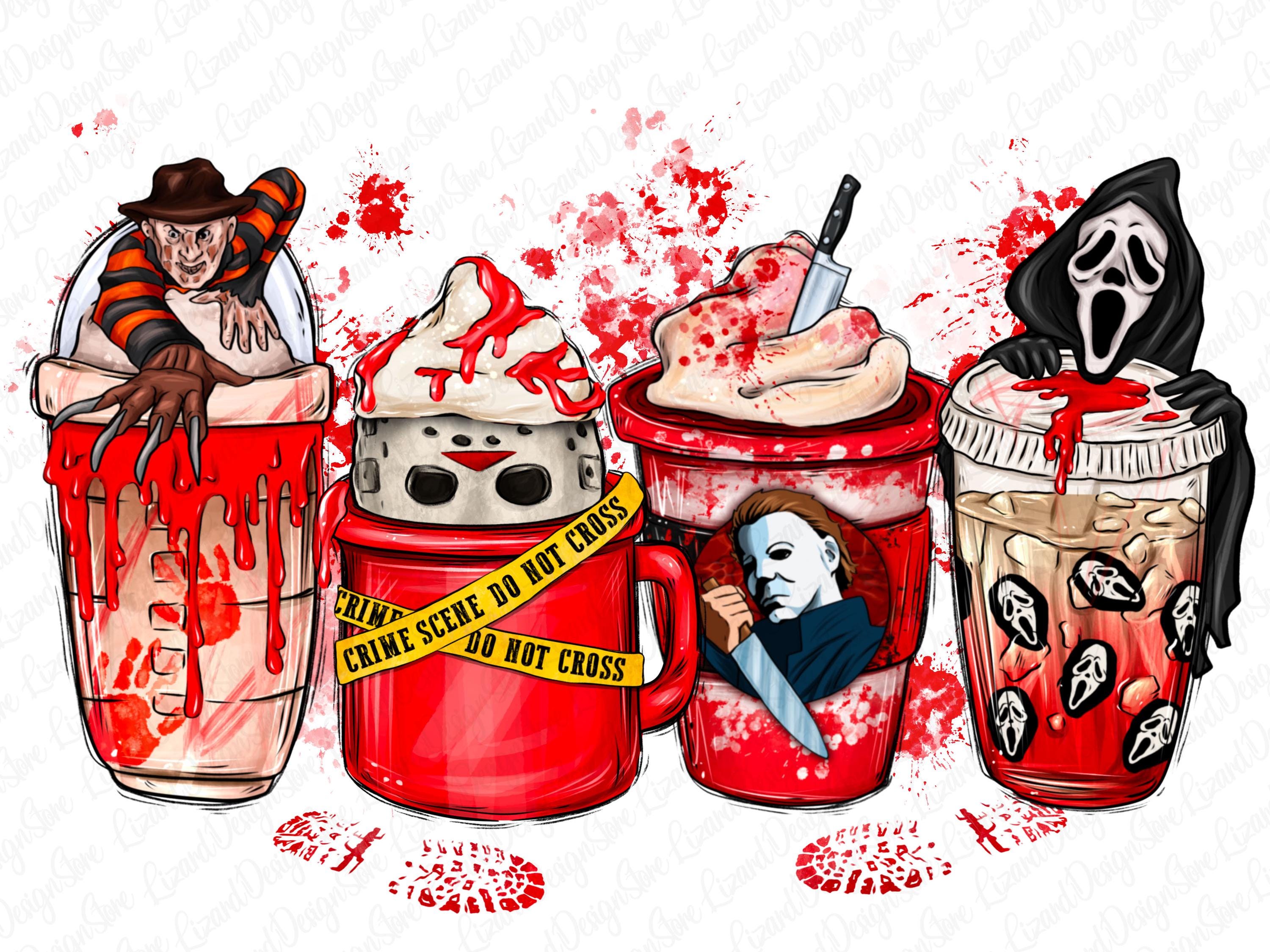 Horror Characters Coffee Cups Png, Coffee Cups Png, Coffee Cups Shirt ...
