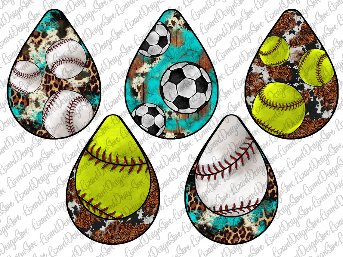 Sport Teardrop Bundle Png File, Baseball Teardrop Earrings, Softball ...