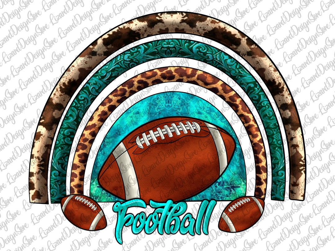 American Football Cowhide Leopard Turquoise Rainbow Png, Football ...