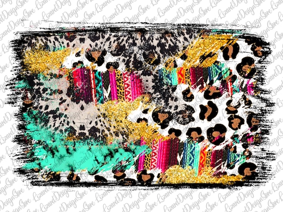 Turqoise Leopard Aztec Background Png Turqoise Patern Gliter - Etsy