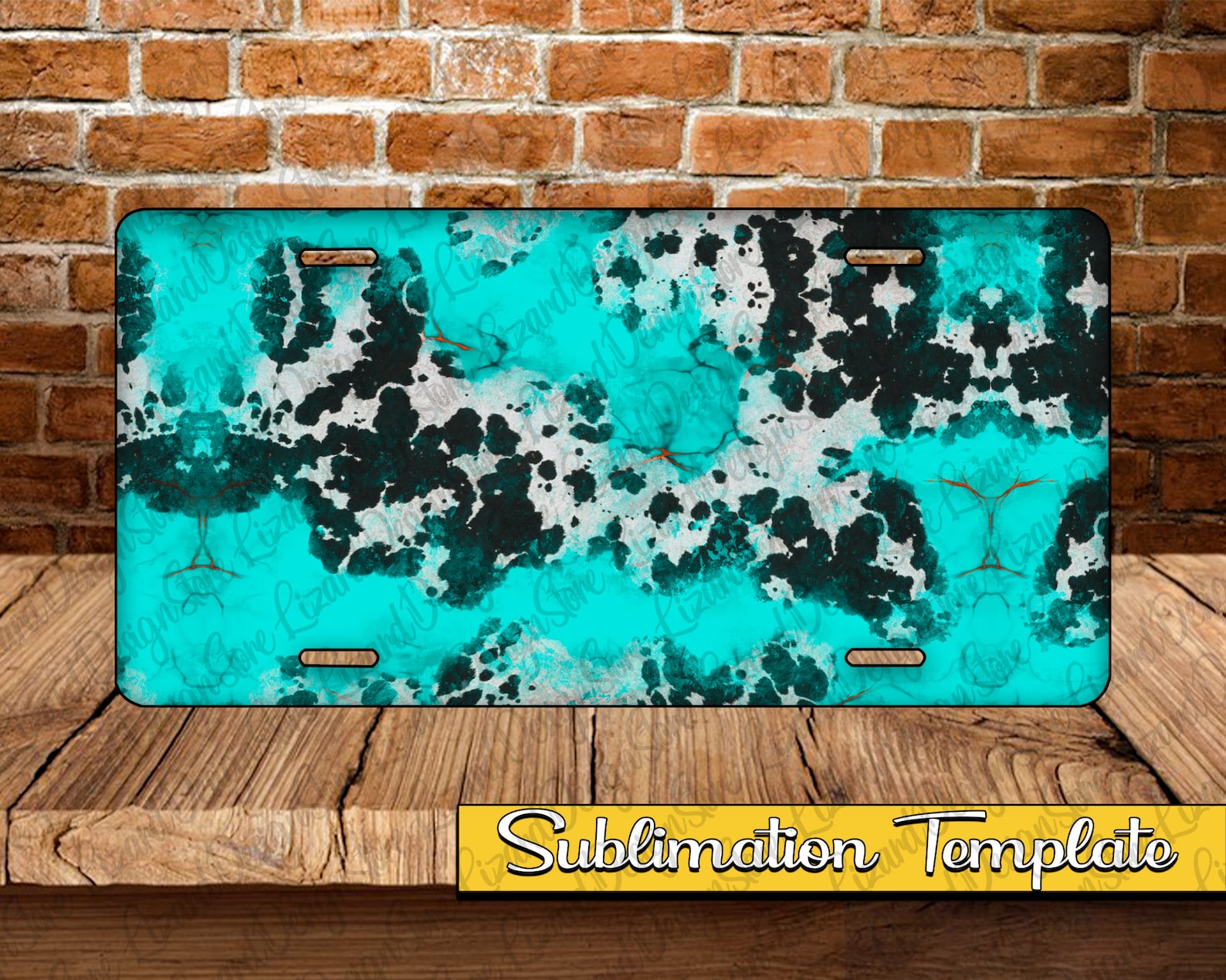 Cowhide Turquoise License Plate Png Cowhide Png Western - Etsy