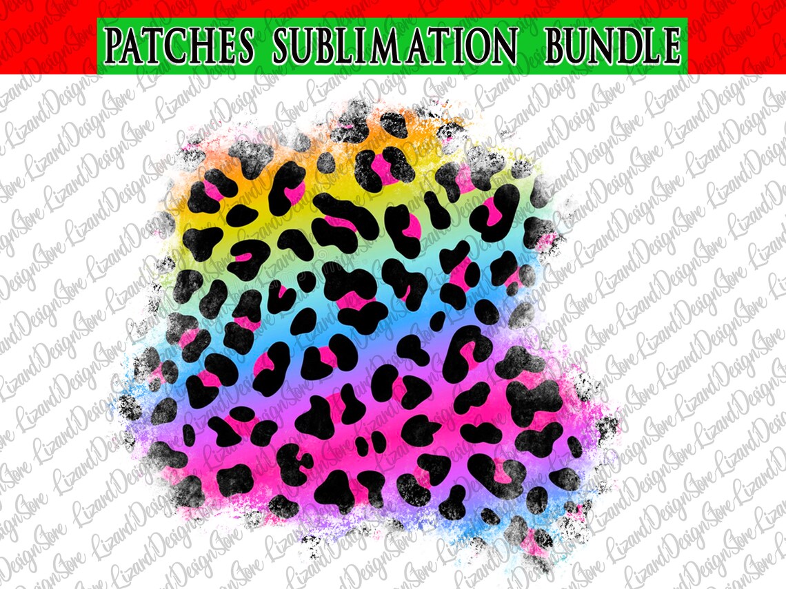 Rainbow Leopar Patch Png Distressed Neon Leopard Print - Etsy