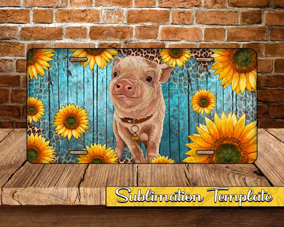 Western Pig License Plate Png Sublimation Design, Sunflower, Pig ...