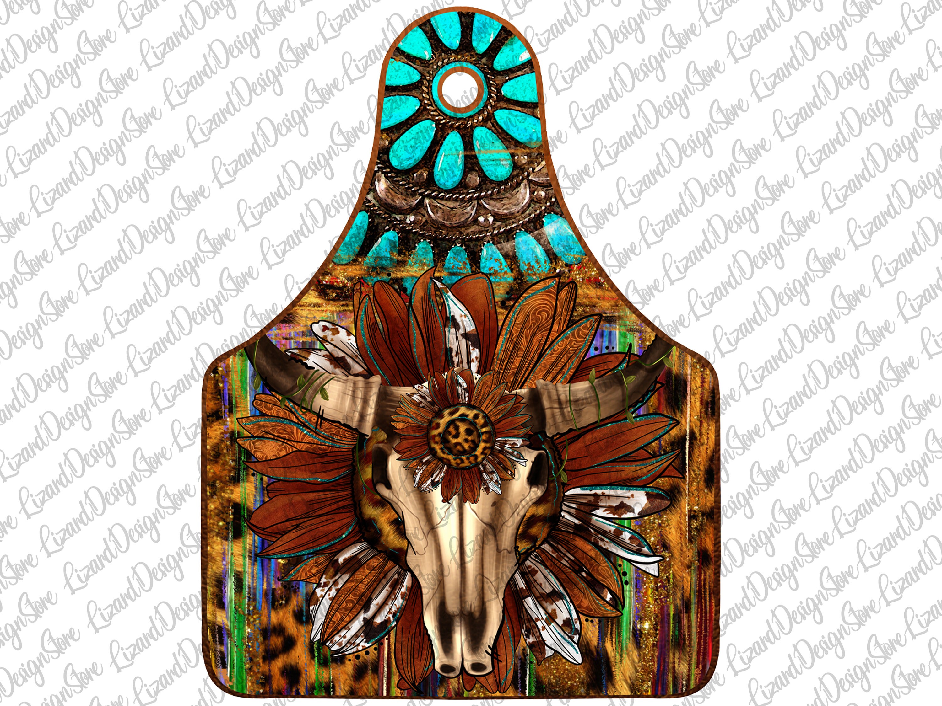 Boho Skull Cow Tag Farm Cow Tag Western Design Western - Etsy Italia