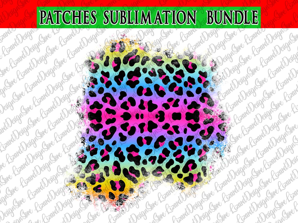 Rainbow Leopar Patch Png Distressed Neon Leopard Print - Etsy