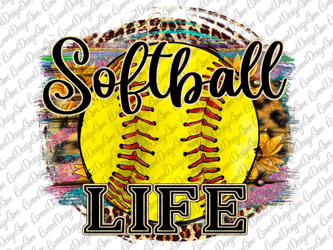 Softball Life Sublimation Design, Leoaprd Softball Png, Hand Drawn PNG ...