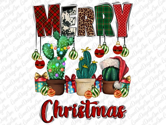 Cactus Merry Christmas PNG Sublimation Design Merry Christmas - Etsy